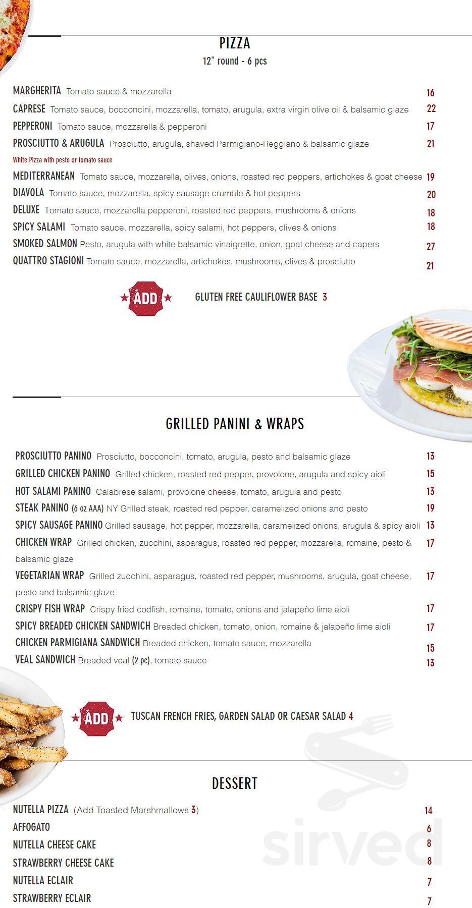 Cucinetta Italian Fast Casual menu in Vaughan, Ontario, Canada