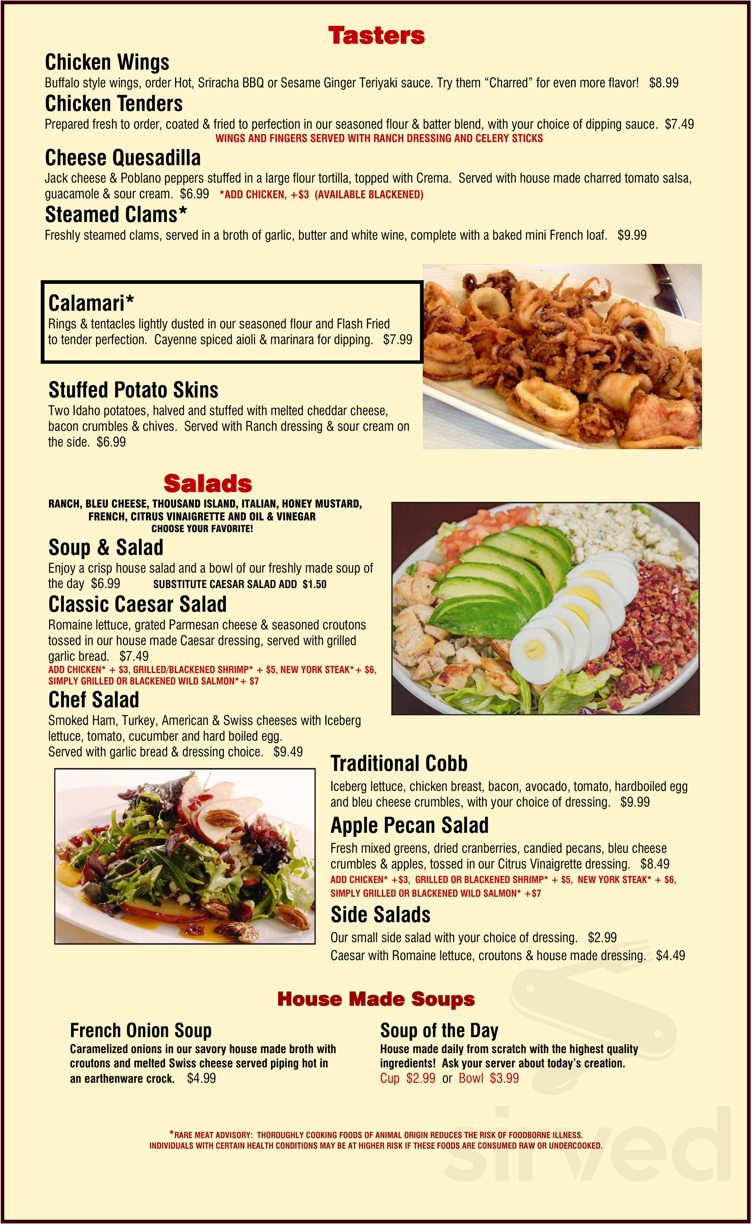 Lakes Lounge menu in Las Vegas, Nevada, USA