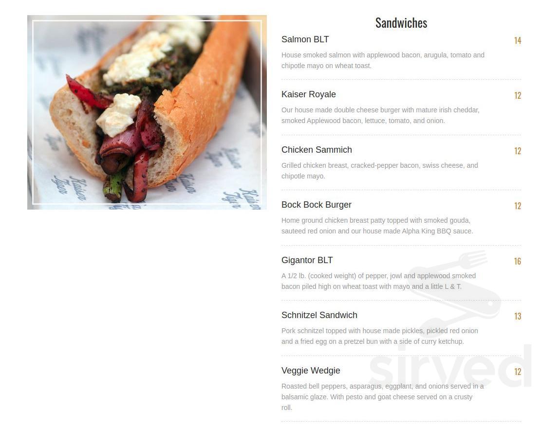 Kaiser Tiger menu in Chicago, Illinois, USA