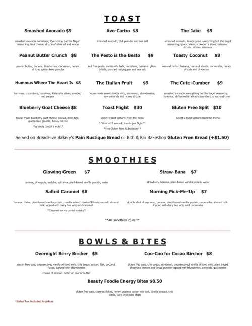 Toasted by Buffalo Beauty Foodie menu in Clarence Center, New York, USA