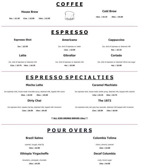 Toasted by Buffalo Beauty Foodie menu in Clarence Center, New York, USA