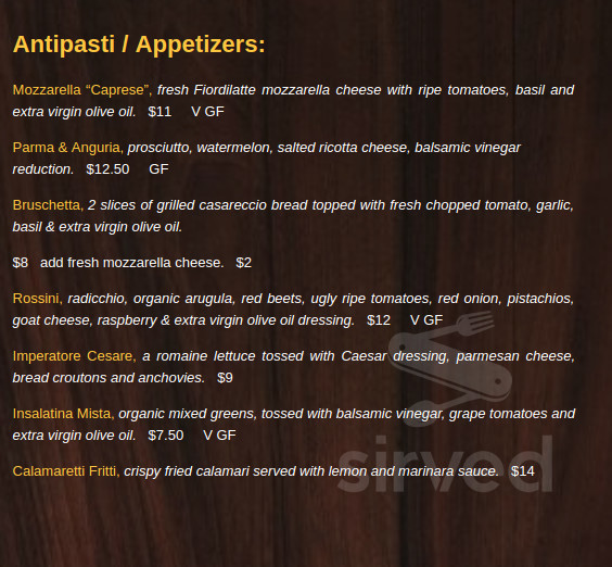 Rossini's Bistro & Café menu in Port Charlotte, Florida, USA