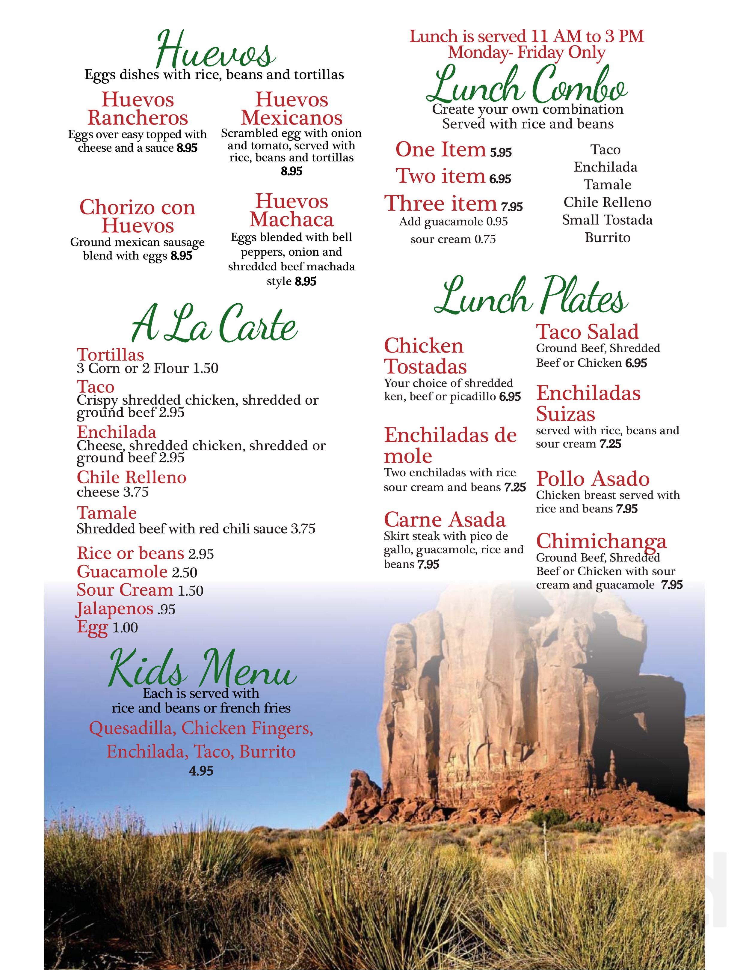 La Casita de Cortez menu in Cortez, Colorado, USA