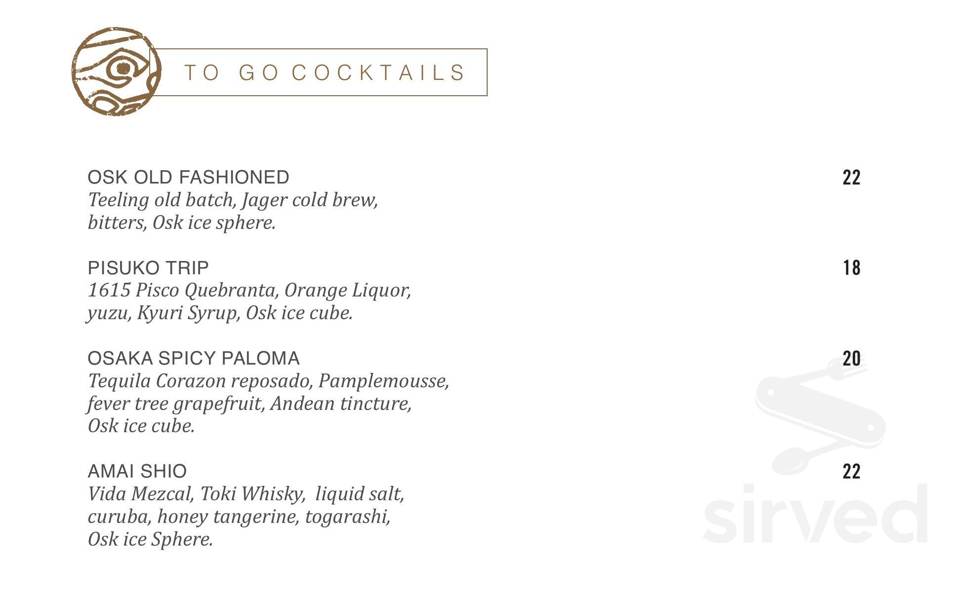 Menu - Miami FL's Osaka Miami | Sirved