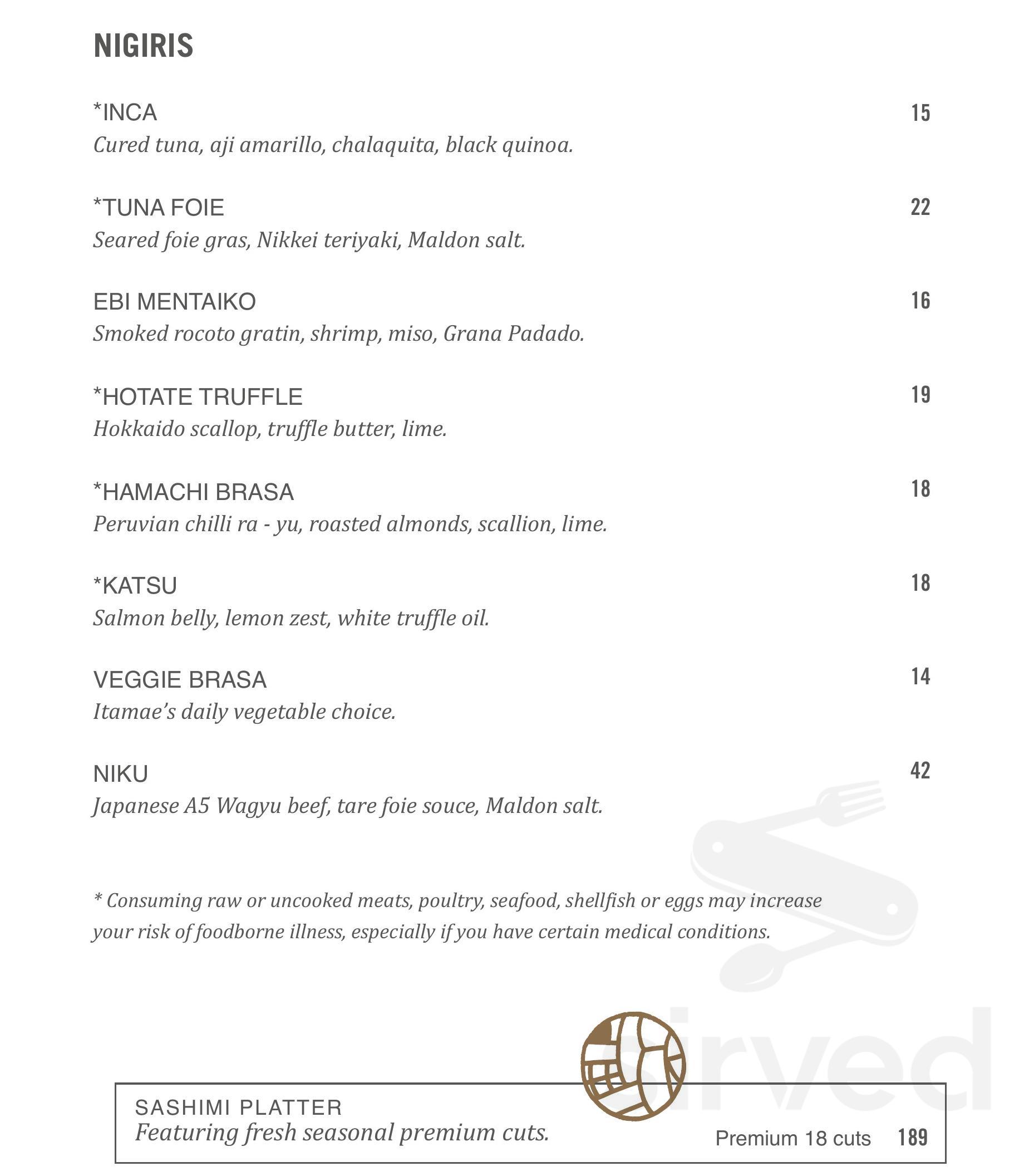 Menu - Miami FL's Osaka Miami | Sirved