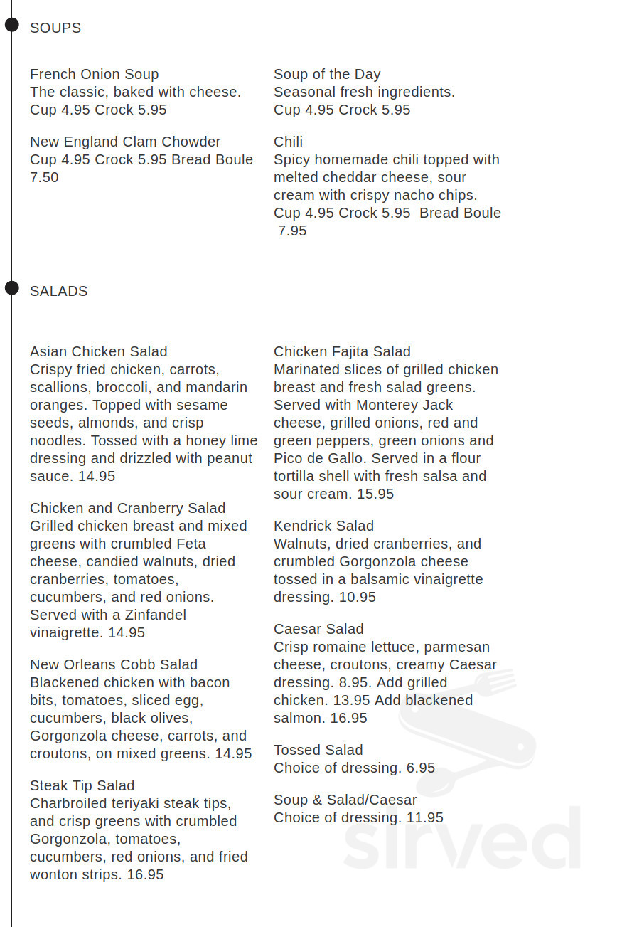 The Amherst Pub menu in Amherst, Massachusetts, USA