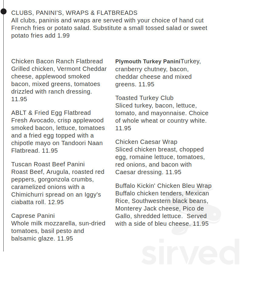 The Amherst Pub menu in Amherst, Massachusetts, USA