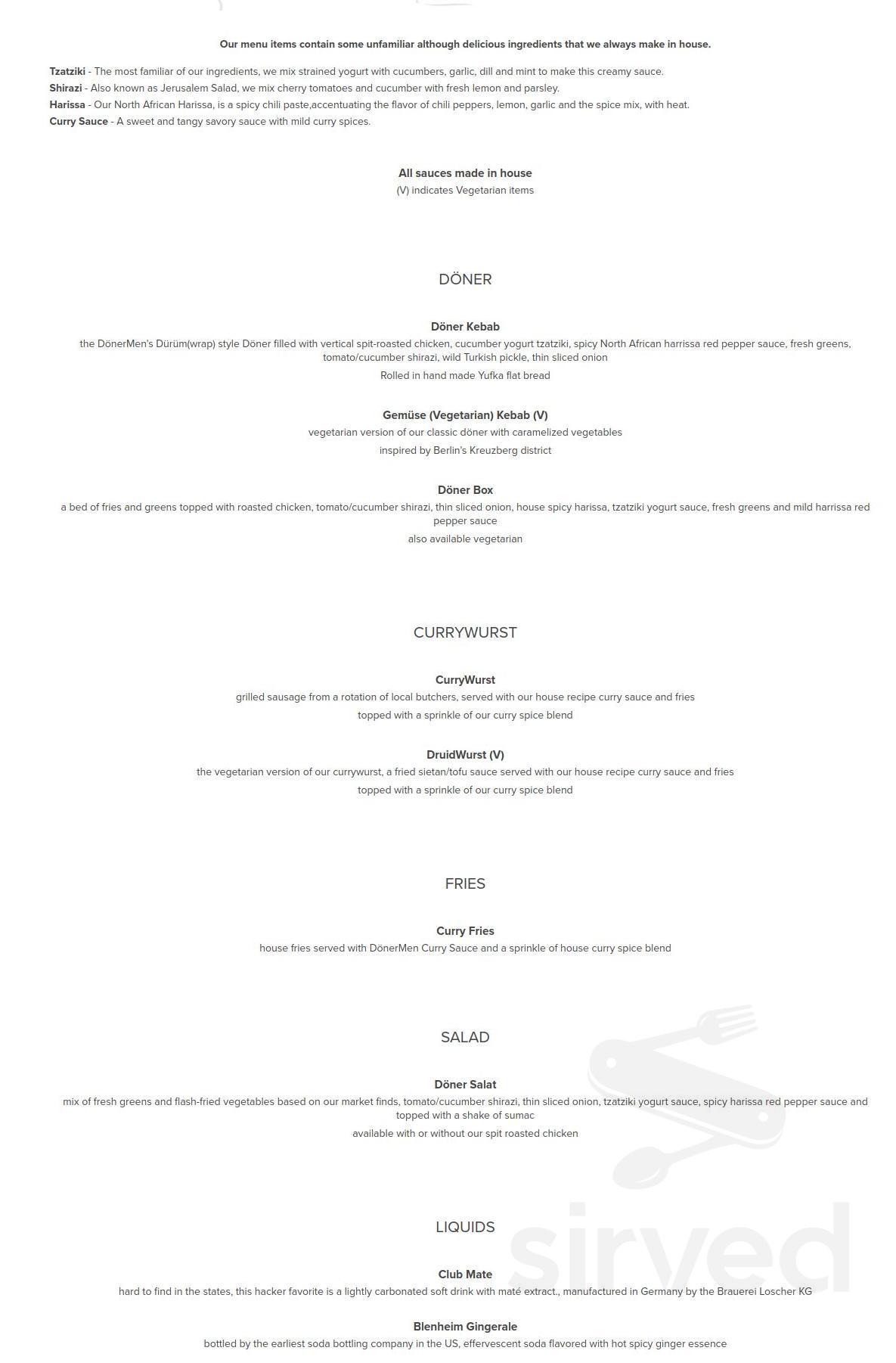 Menu - Chicago IL's DMen Tap | Sirved