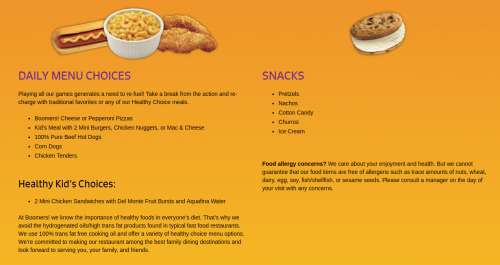 Boomers menu in Cathedral City, California, USA