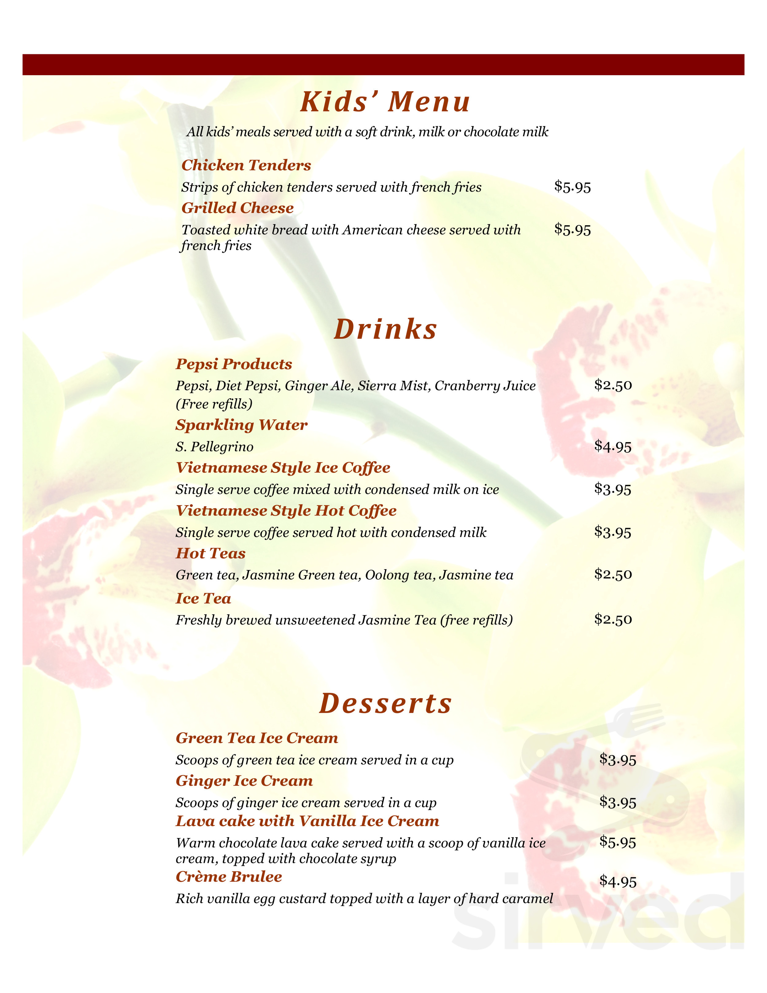 Gigi's Restaurant menu in Maynard, Massachusetts, USA