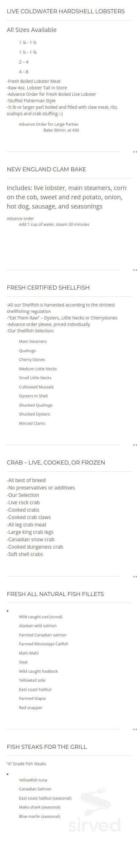 Captain's Catch Seafood menus in Warwick, Rhode Island, United States