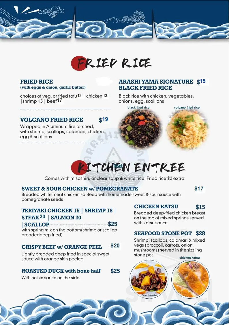 Arashi Yama sushi & hibachi lounge menu in Gainesville, Florida, USA