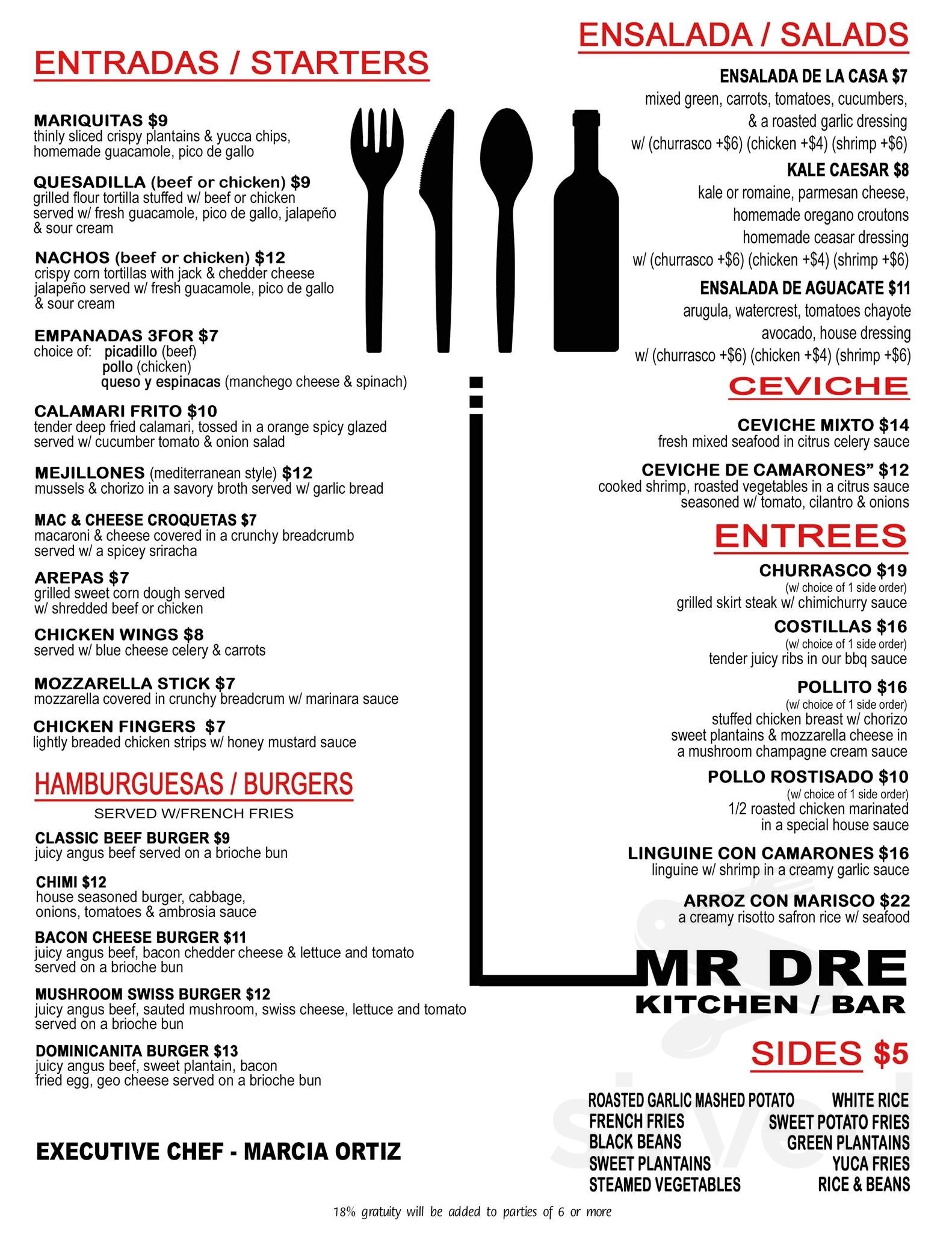 Mr Dre Kitchen Bar menu in Queens, New York, USA