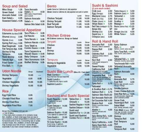 Okeno Sushi menu in Shirley, New York, USA