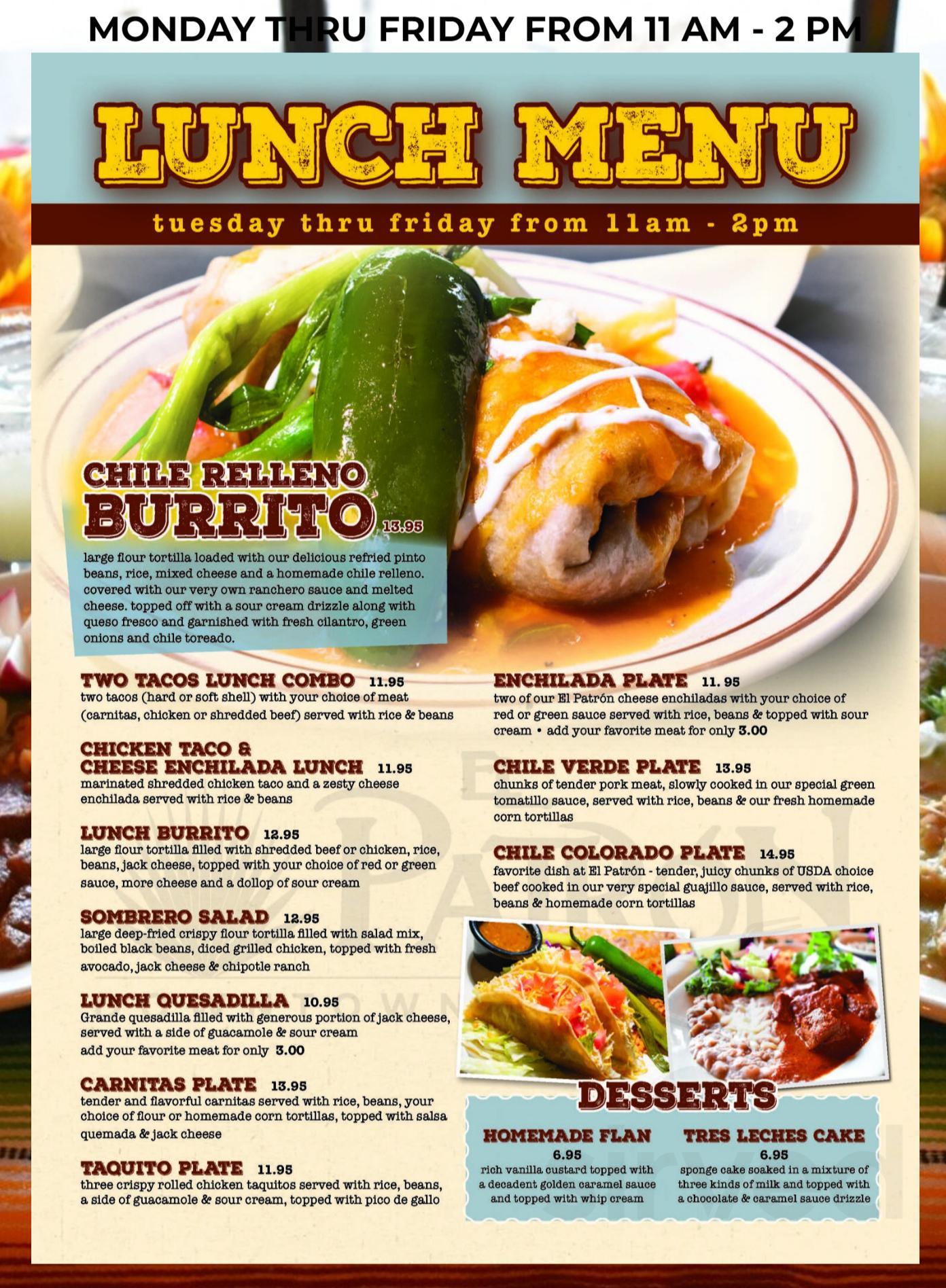 El Patron Downtown Riverside menu in Riverside, California, USA