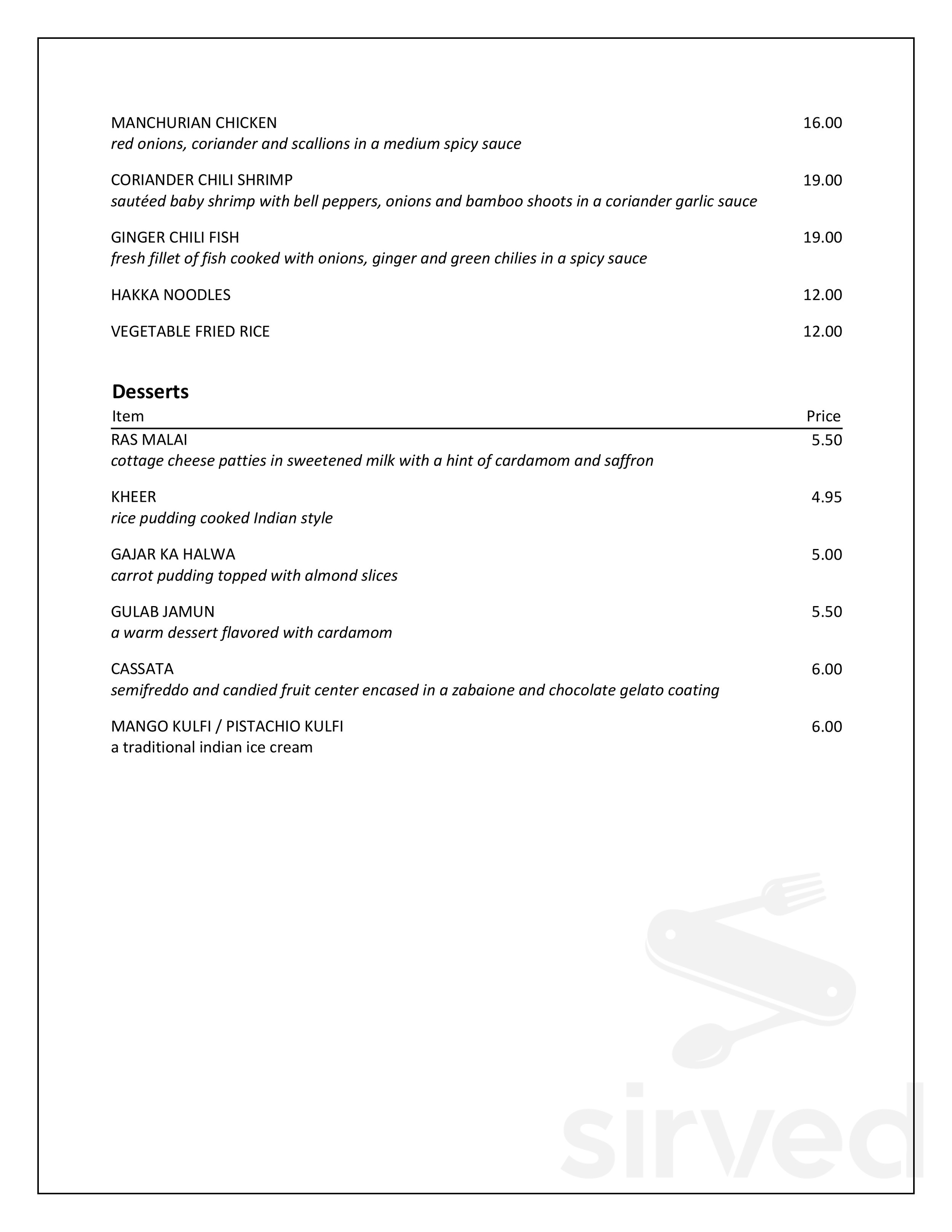 Amiya menu in Jersey City, New Jersey, USA