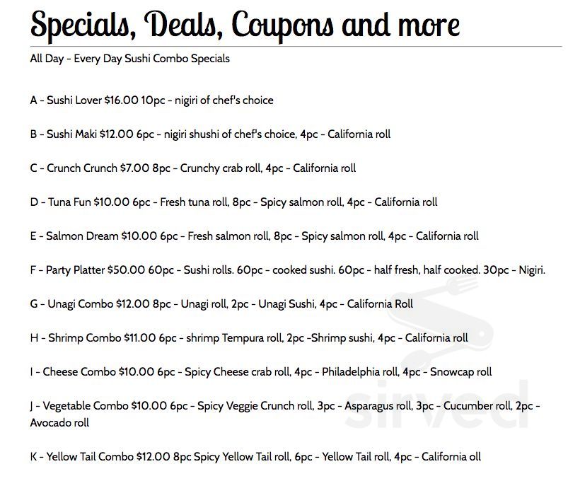 Fushi Yami menus in DeKalb, Illinois, United States