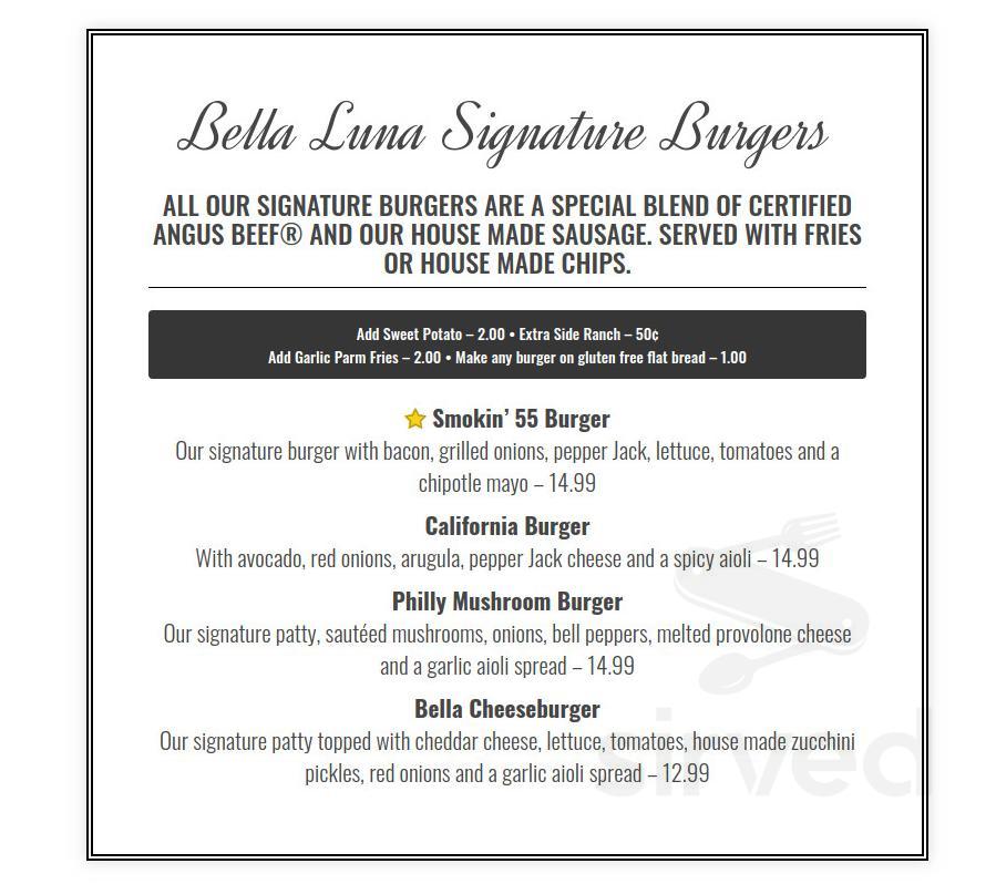 Bella Luna menus in Merced, California, United States