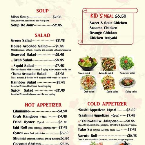 Fujisan menu in Spearfish, South Dakota, USA