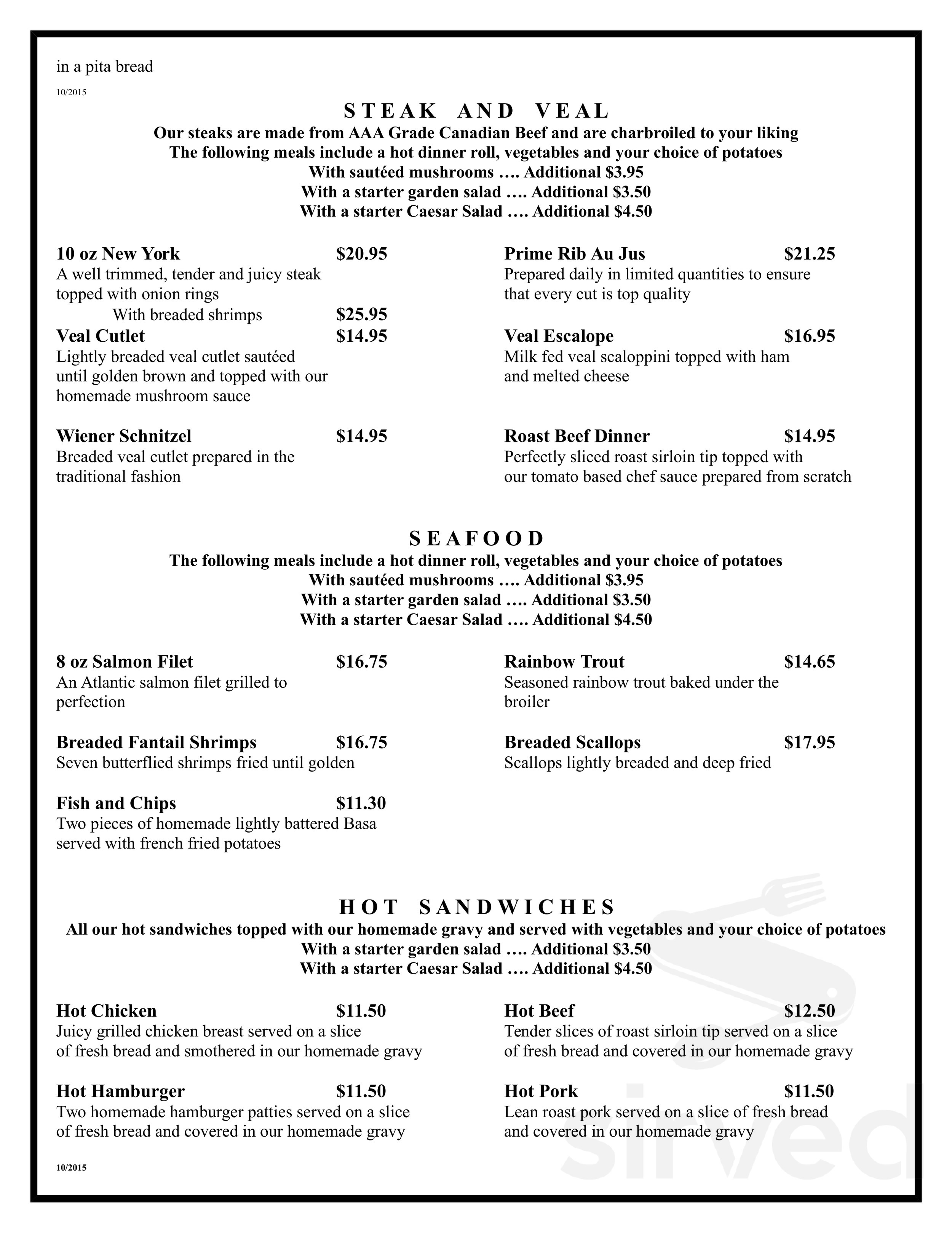 Hi-Way Restaurant menus in Simcoe, Ontario, Canada