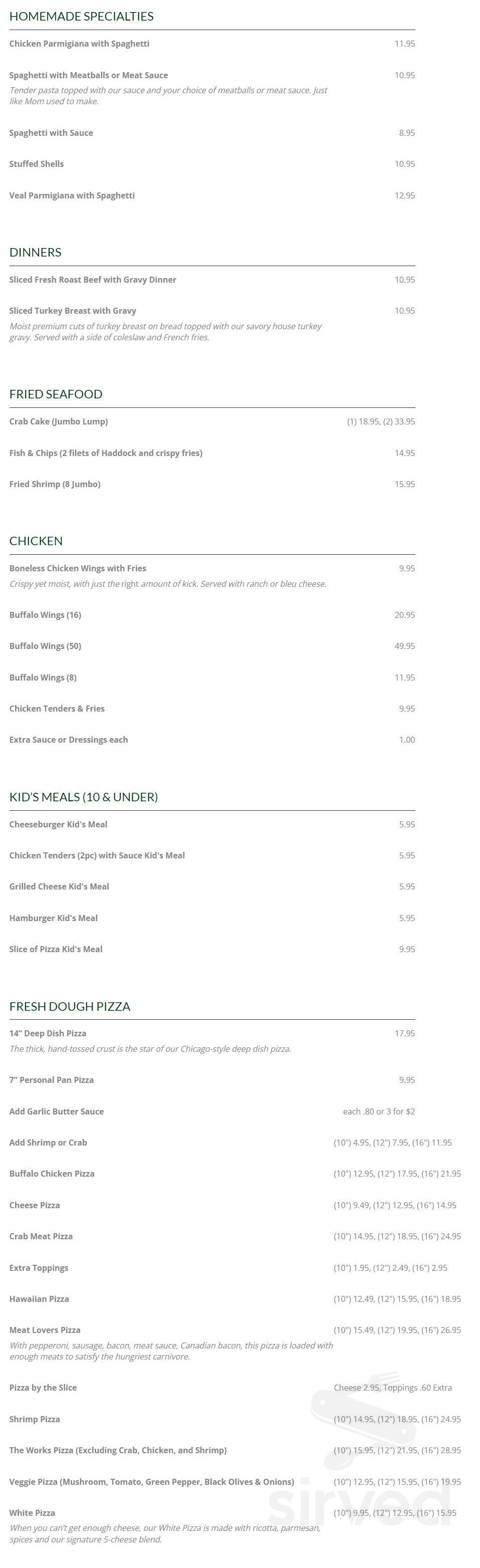 Sorrento of Arbutus menu in Halethorpe, Maryland, USA