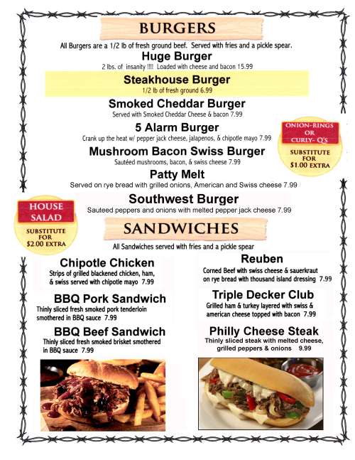 Chopping Block Steakhouse menu in Mena, Arkansas, USA