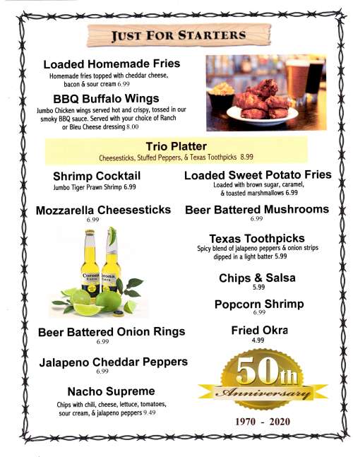 Chopping Block Steakhouse menu in Mena, Arkansas, USA