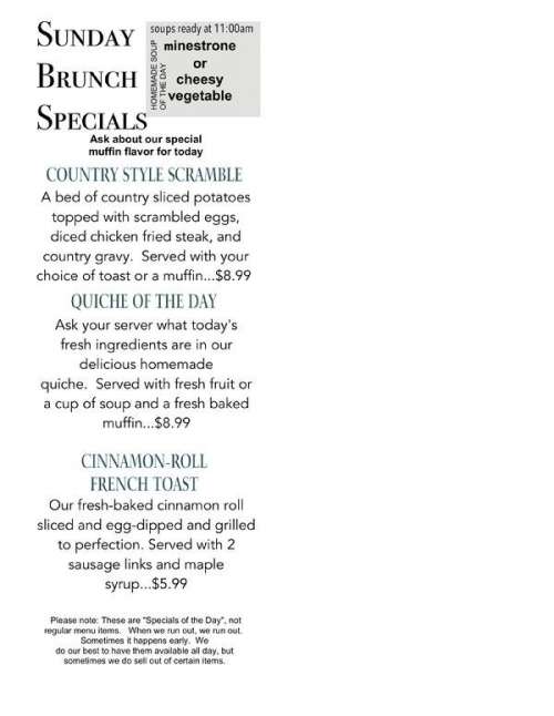 Summer Kitchen Cafe menu in Omaha, Nebraska, USA