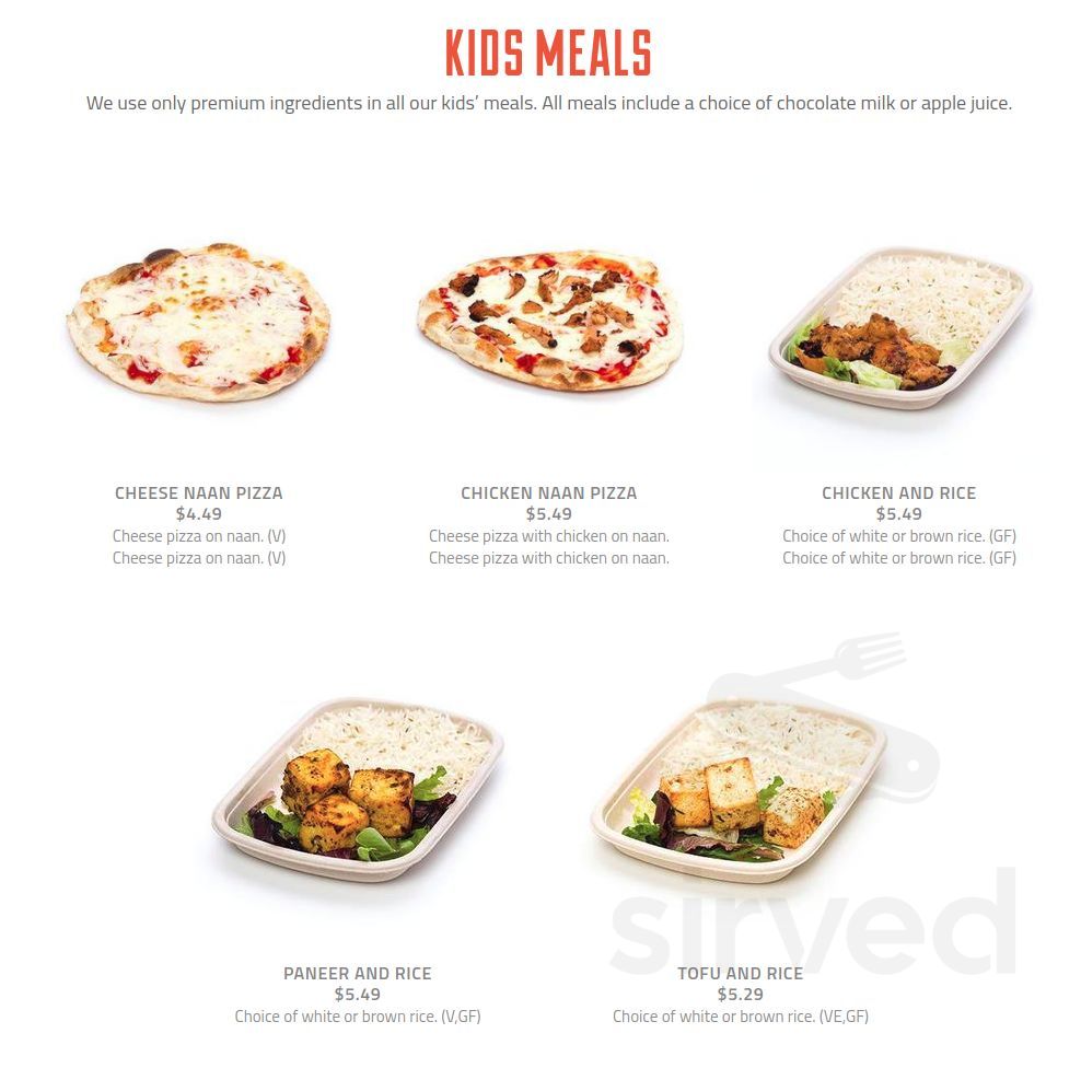 Choolaah menu in Cleveland, Ohio, USA