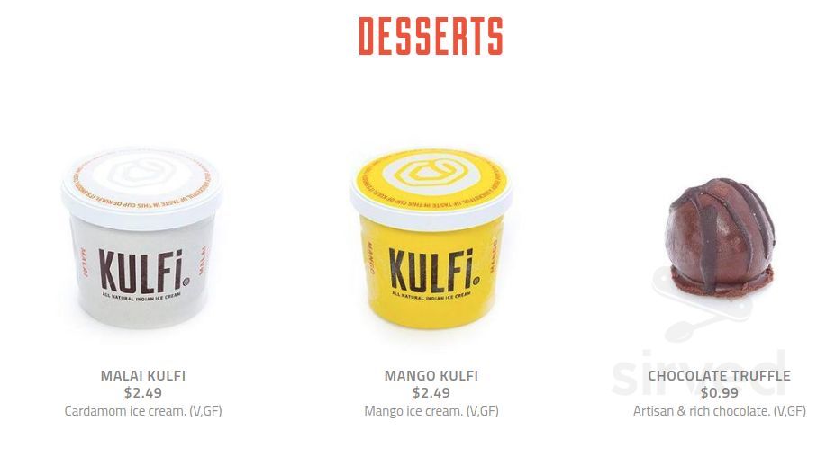 Choolaah menu in Cleveland, Ohio, USA