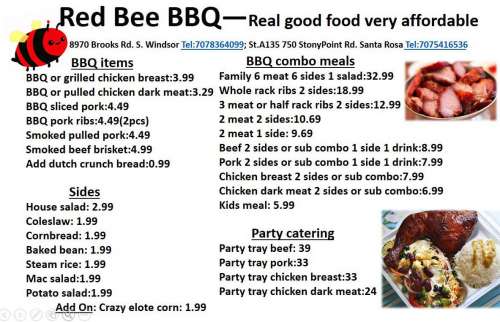 Red Bee BBQ menu in Windsor, California, USA