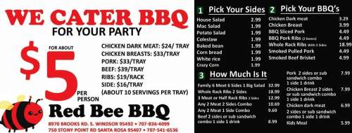 Red Bee BBQ menu in Windsor, California, USA