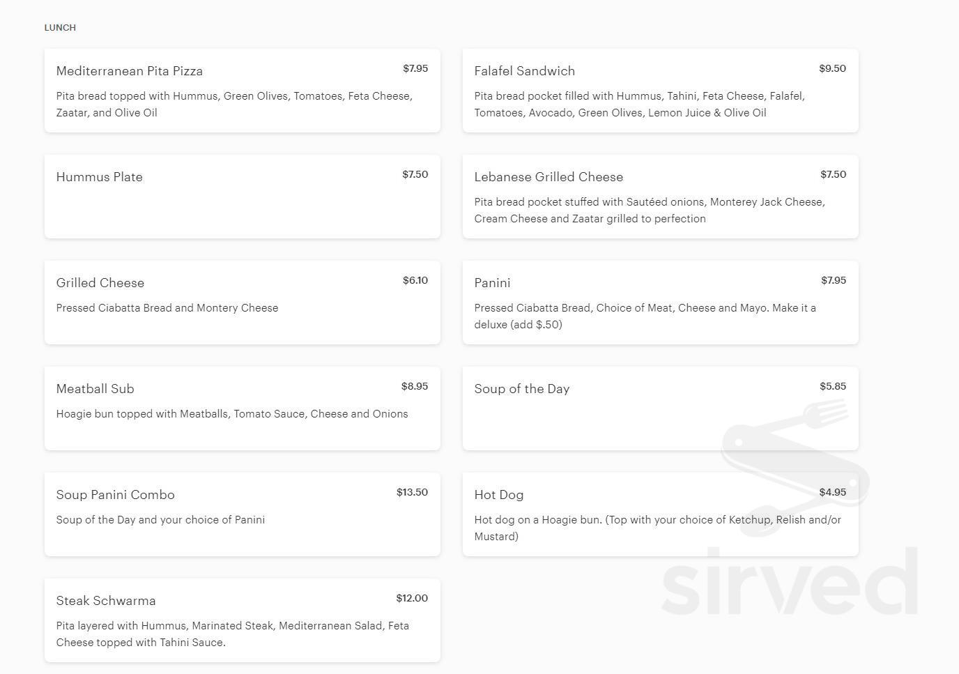 Menu - Germantown WI's Latitude Café Roasting Co. | Sirved