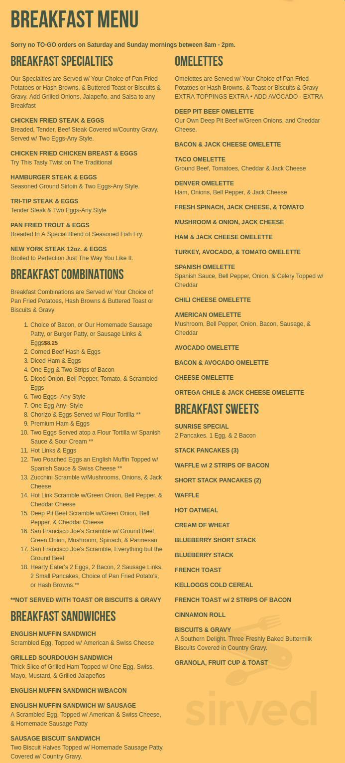 Menu for Milt's Coffee Shop in Bakersfield, CA | Sirved