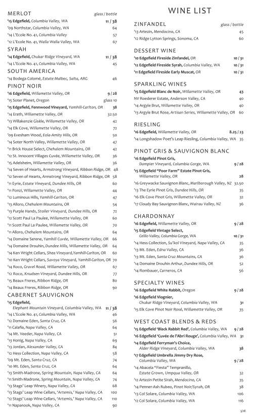McMenamins Pub at Old St. Francis School menu in Bend, Oregon, USA