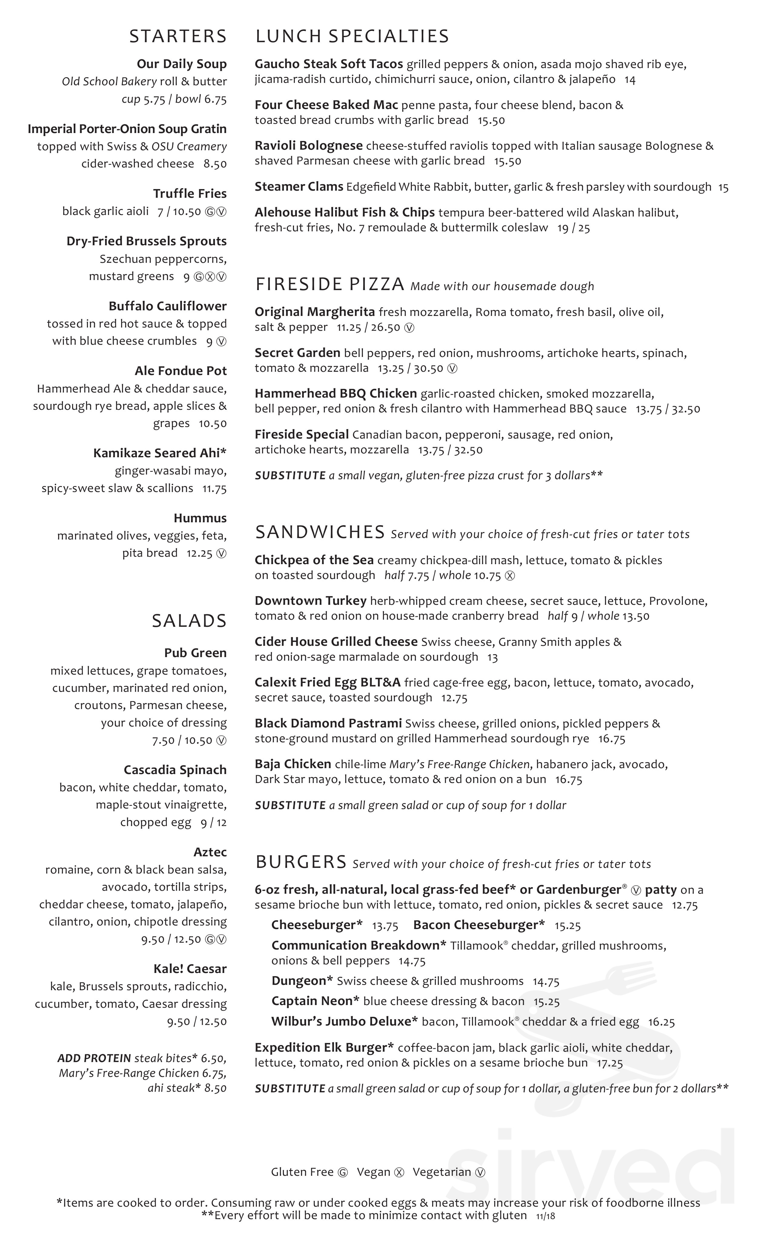 McMenamins Pub at Old St. Francis School menus in Bend, Oregon, United ...
