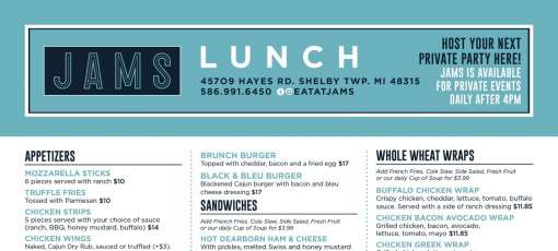 Menu for Jams Brunch House & Bar in Shelby Twp, MI | Sirved