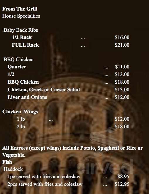 Menu for The Original Spaghetti House Pizzeria in Peterborough, ON | Sirved