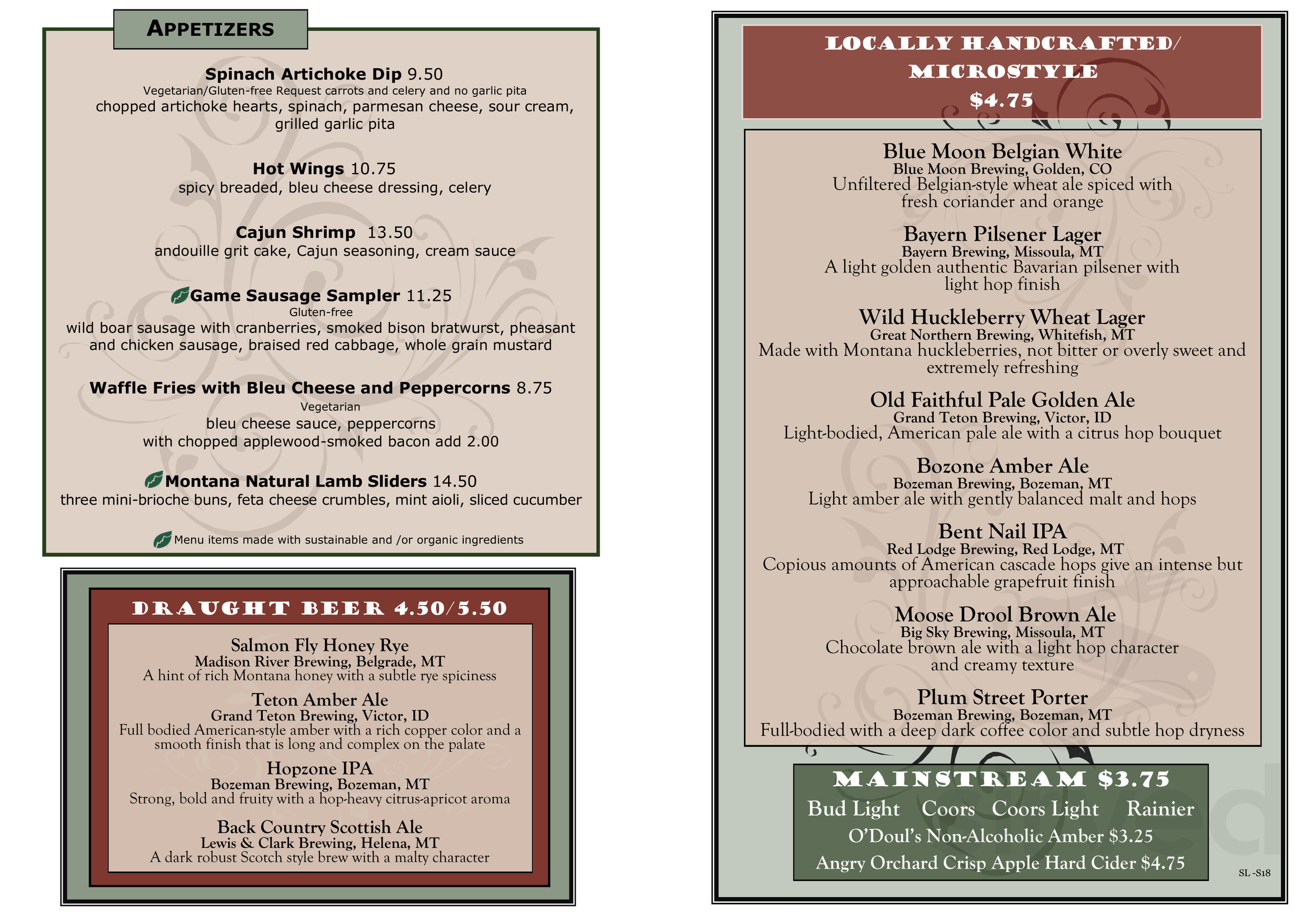 Old Faithful Snow Lodge Obsidian Dining Room menu in Yellowstone ...