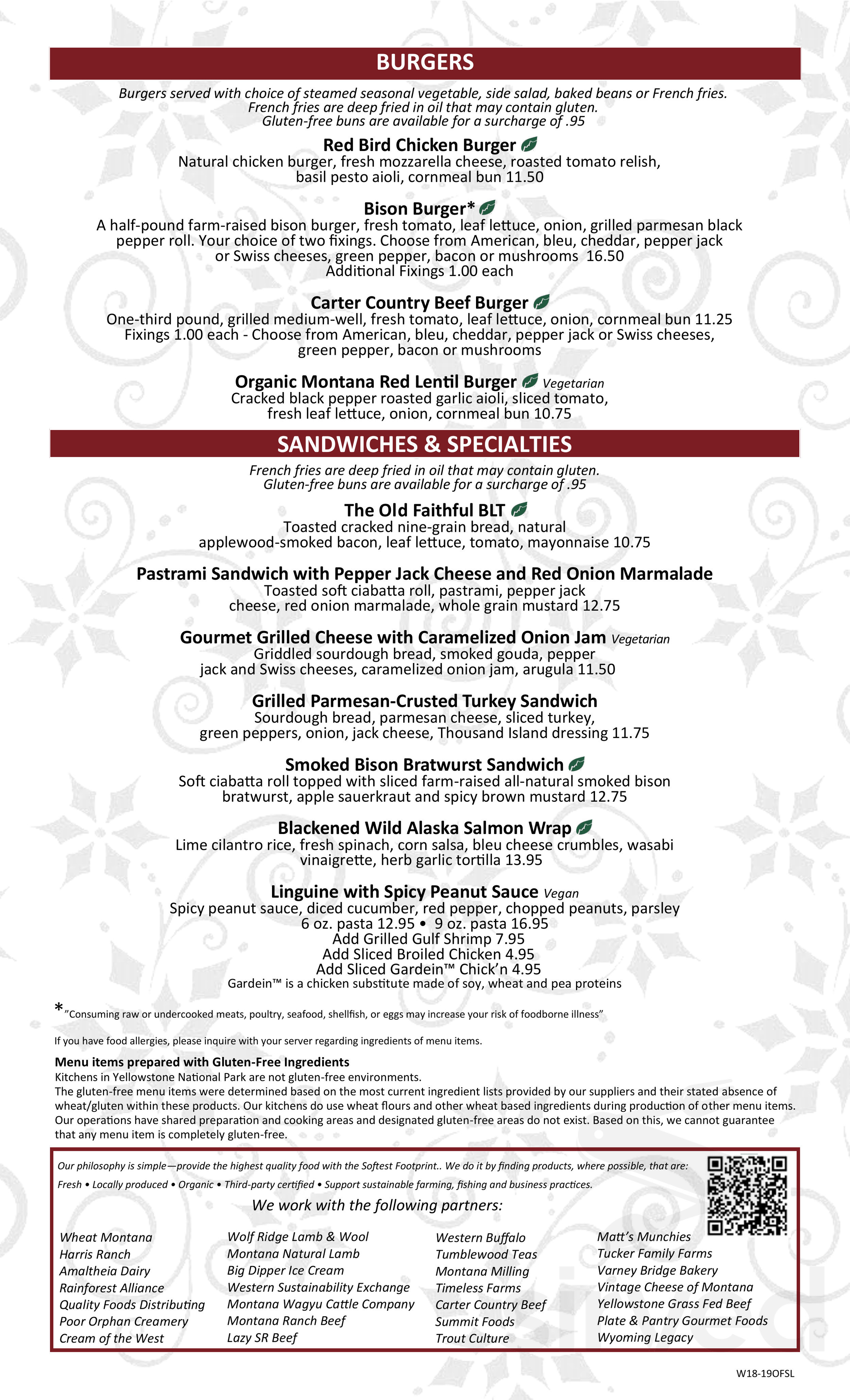 Old Faithful Snow Lodge Obsidian Dining Room menu in Yellowstone ...