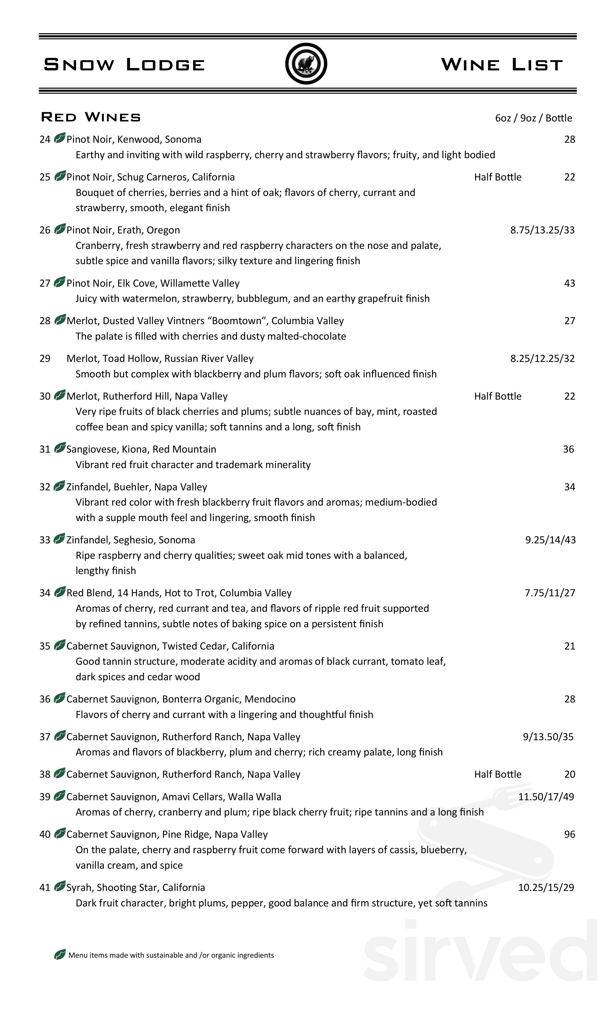 Old Faithful Snow Lodge Obsidian Dining Room menu in Yellowstone ...