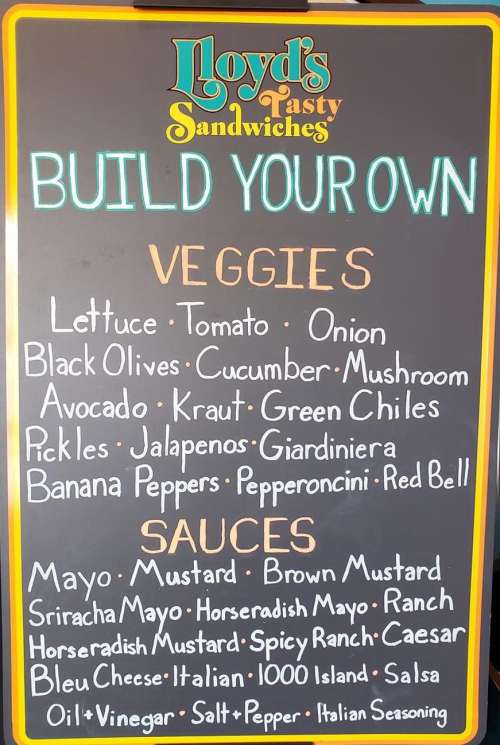Lloyd's Tasty Sandwiches menu in Arvada, Colorado, USA