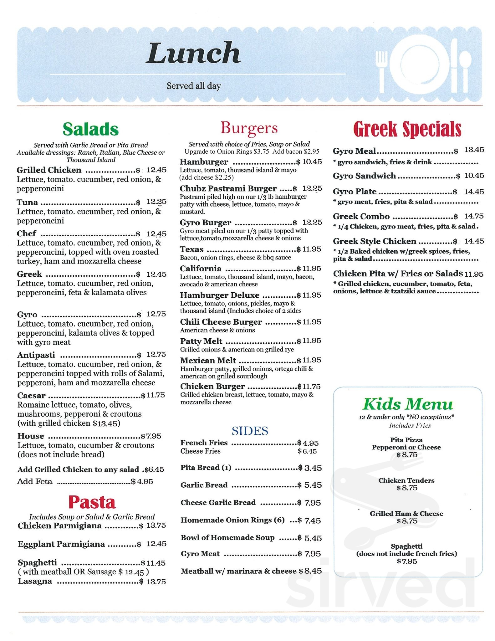Gus's Subs & Pizza Place menus in La Mesa, California, United States