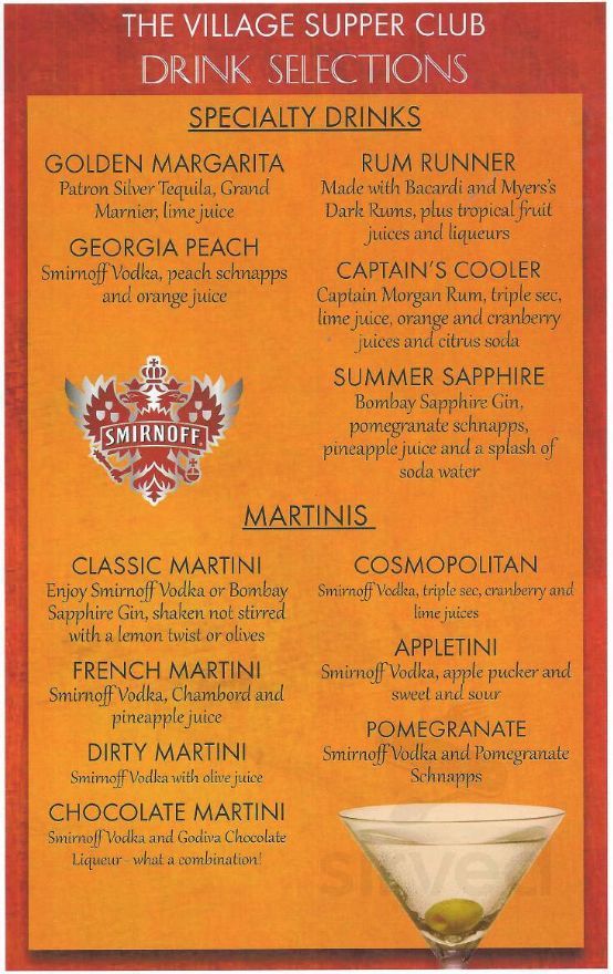 Village Supper Club menu in Delavan, Wisconsin, USA