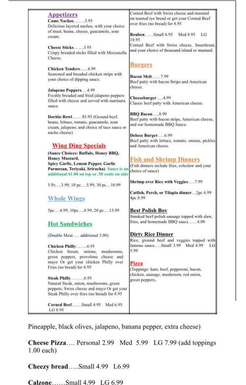 Fresh Cuts Deli menu in Cleveland, Ohio, USA