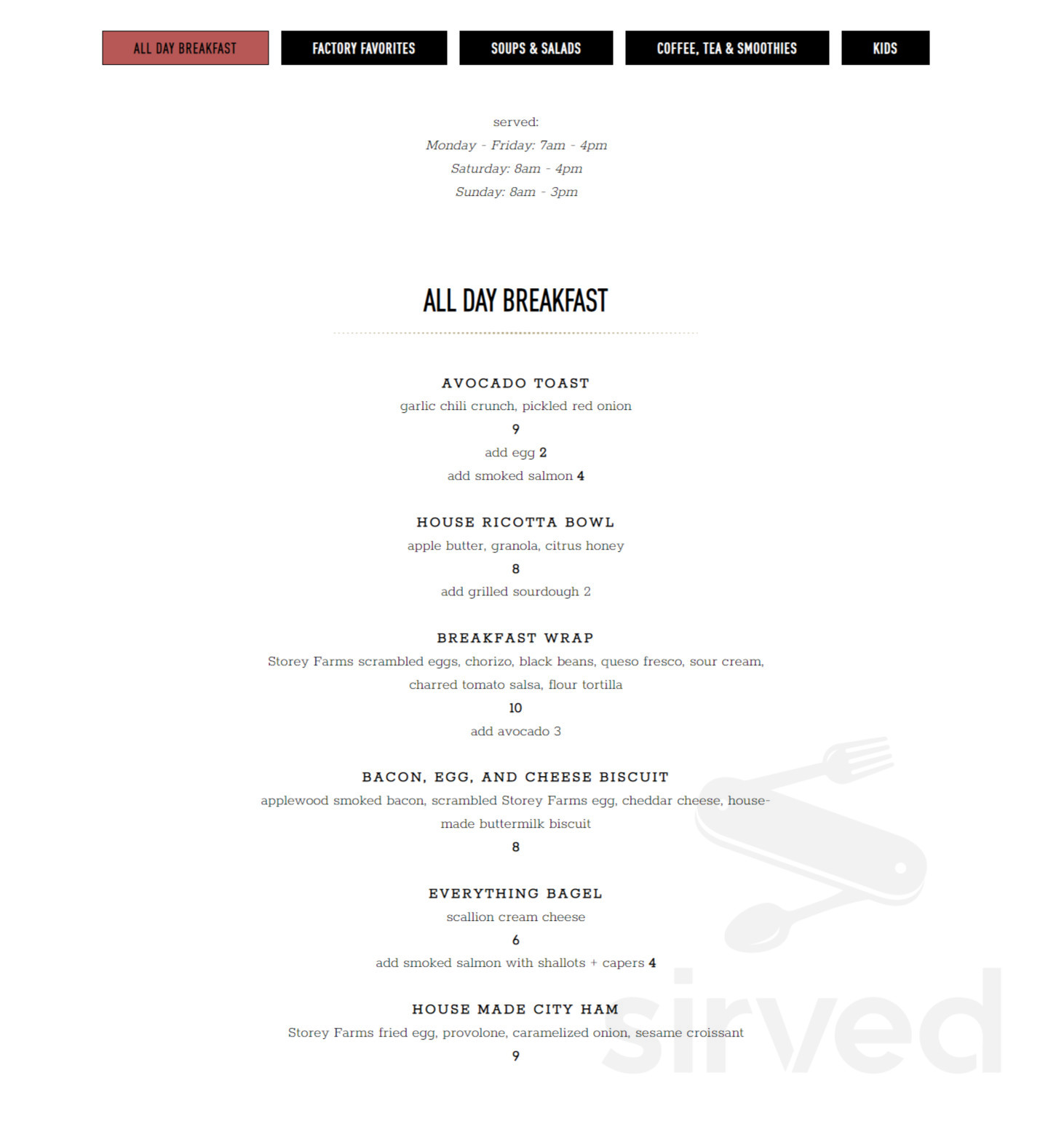 Mercantile and Mash menu in Charleston, South Carolina, USA