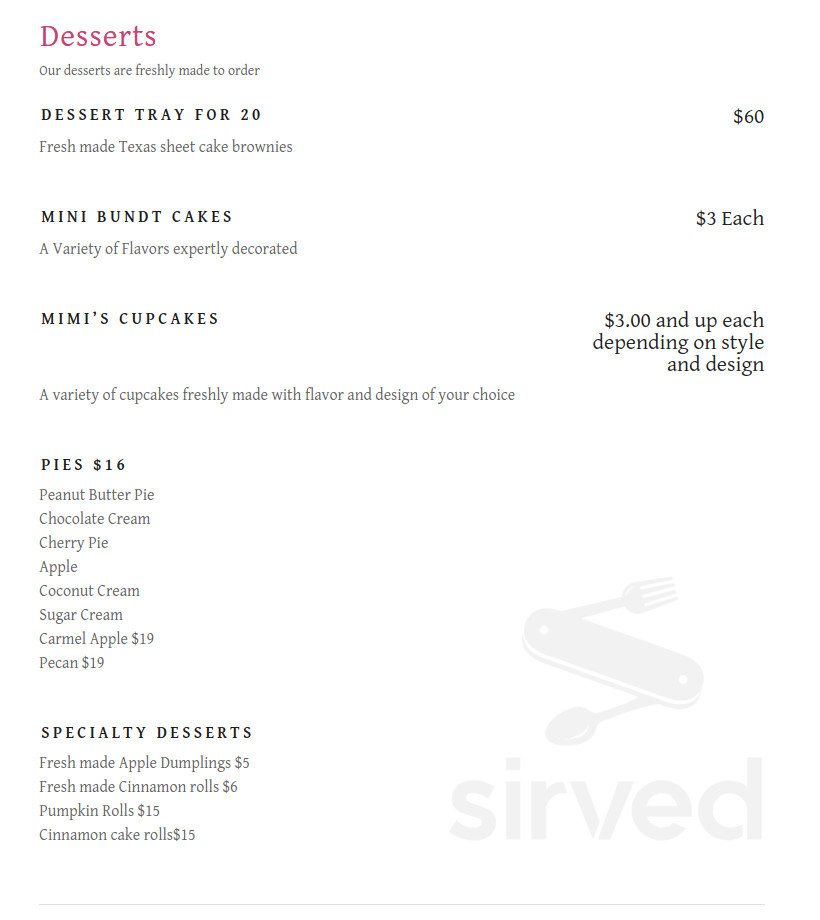 Small Bites Bistro menu in Alexandria, Indiana, USA