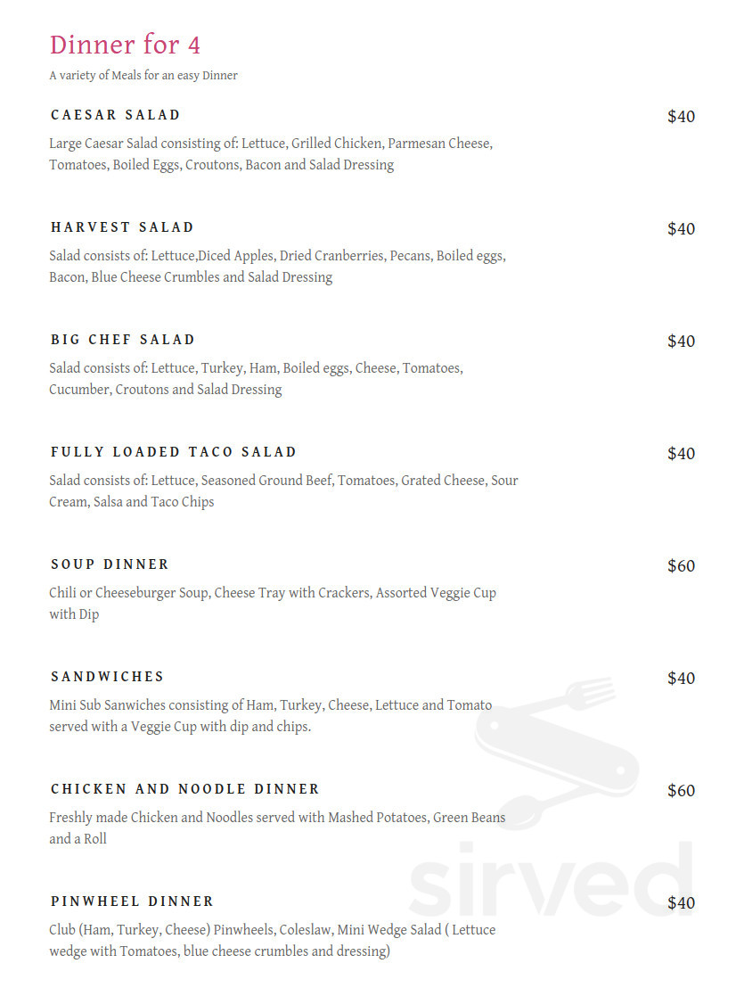 Small Bites Bistro menus in Alexandria, Indiana, United States