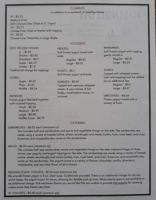 Millhollow Restaurant menu in Rexburg, Idaho, USA