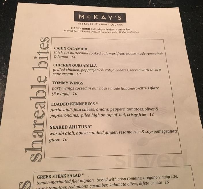 McKay's menu in Los Angeles, California, USA